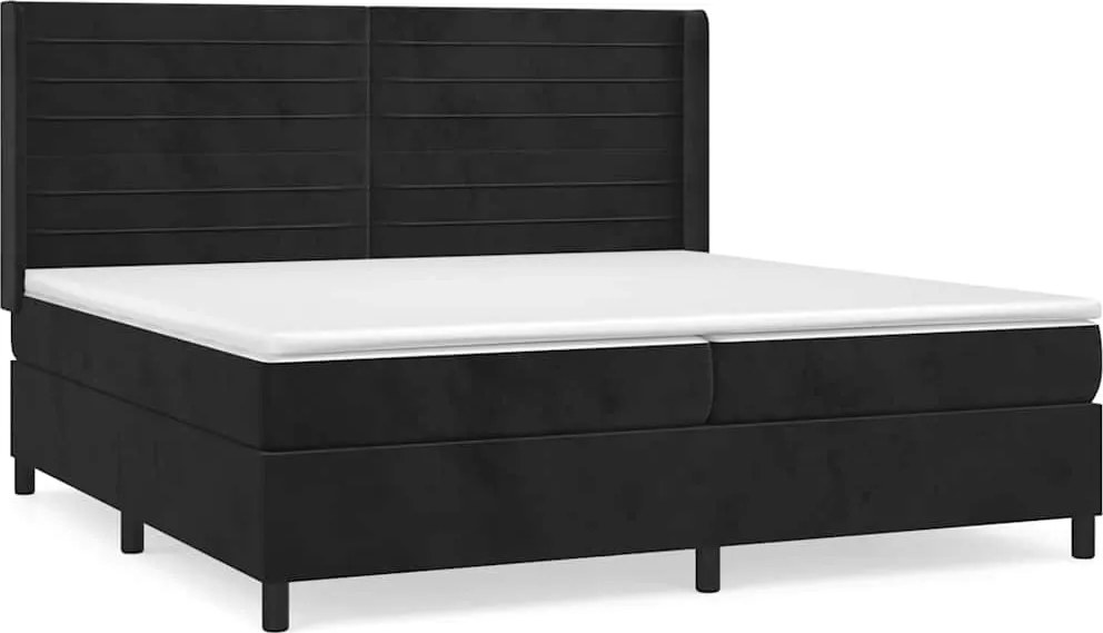 Box spring postel s matrací černá 200x200 cm samet 3132761