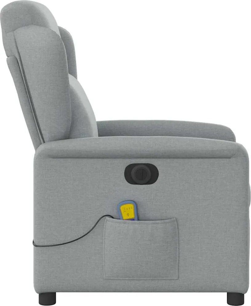 Elektrické masážní polohovací křeslo světle šedé textil 3303124