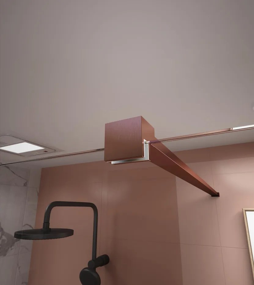 Erga Paris, sprchová zástěna Walk-In 100x200 cm, 8mm čiré sklo, měděný matný profil, ERG-V02-PARIS-100x200-CL-CO