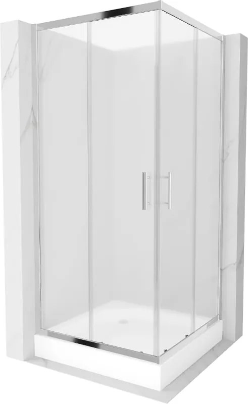 Mexen Rio Čtvercová sprchová kabina 90 x 90 cm, matná, chrom + vanička, bílá - 860-090-090-01-30-4510