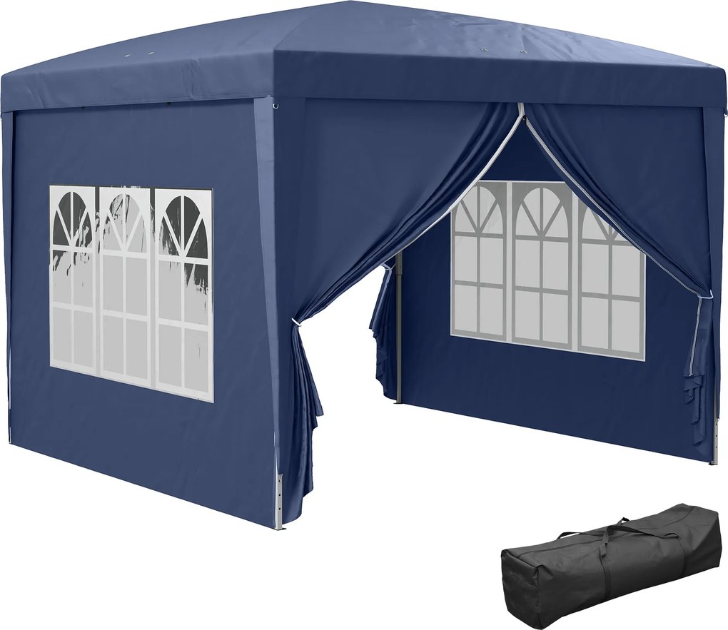 Pavilon Outsunny 3x3m, Voděodolný a Stabilní Zimní Stan s Rychlým Sestavením, UV Ochrana 50+, Skládací Párty Stan s 4 Bočními Stěnami pro Zahradu, Mod