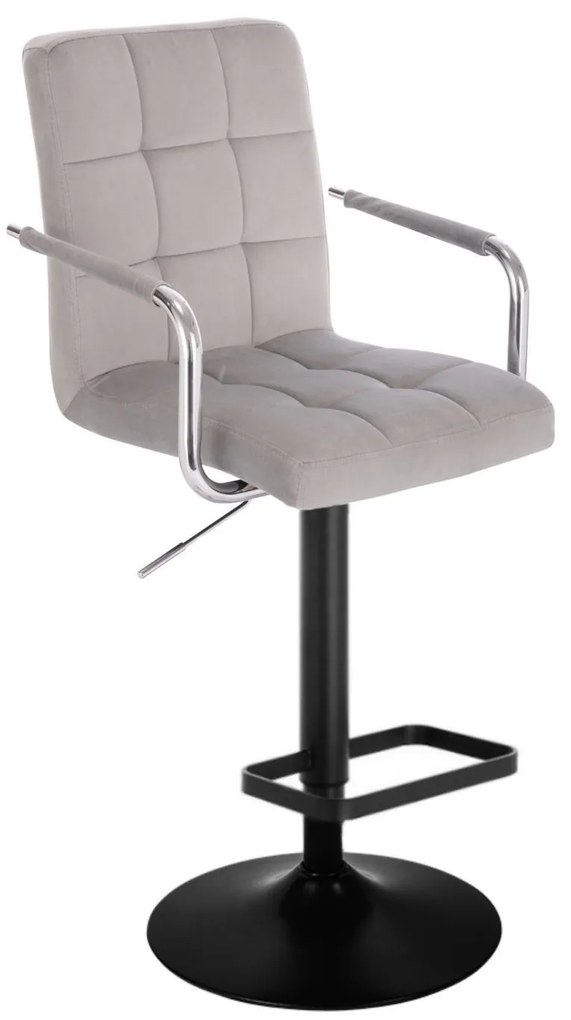 LuxuryForm DESIGN Barová židle VERONA VELUR na černé kulaté podstavě - světle šedá