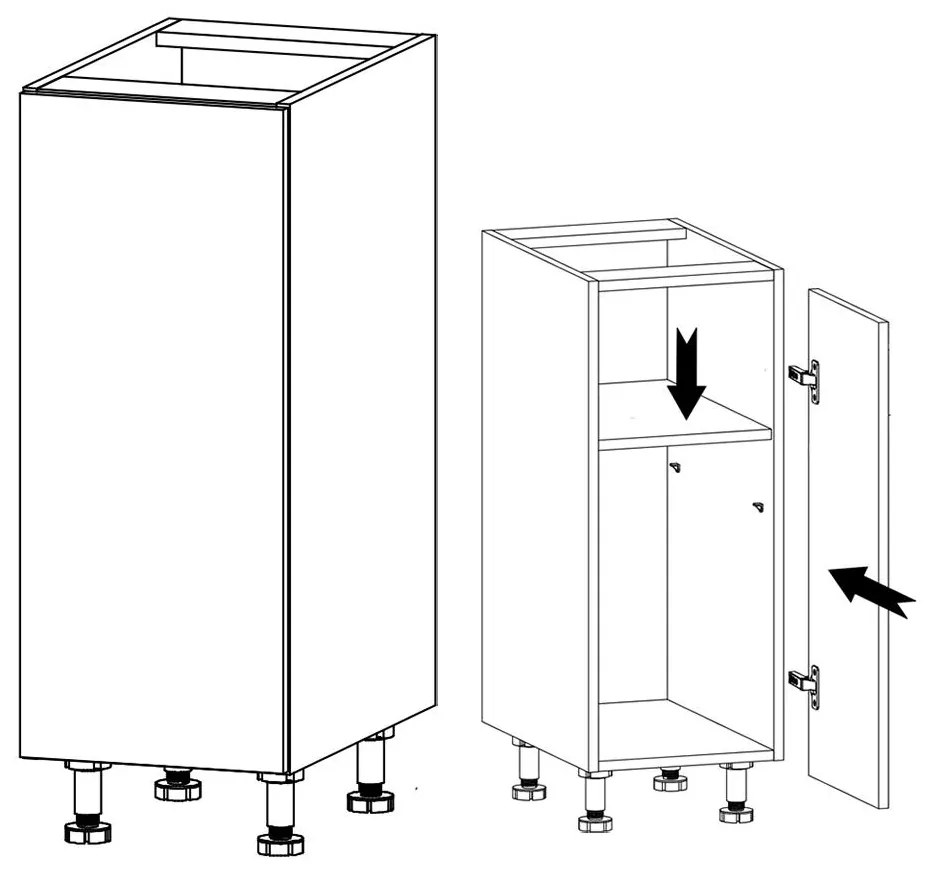 ASPEN gr | dolní skříňka D40 | PRAVÁ | šedá lesk