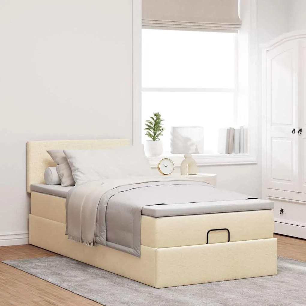 Osmanský rám postele s matrací krémově 80x200cm textil 3312185
