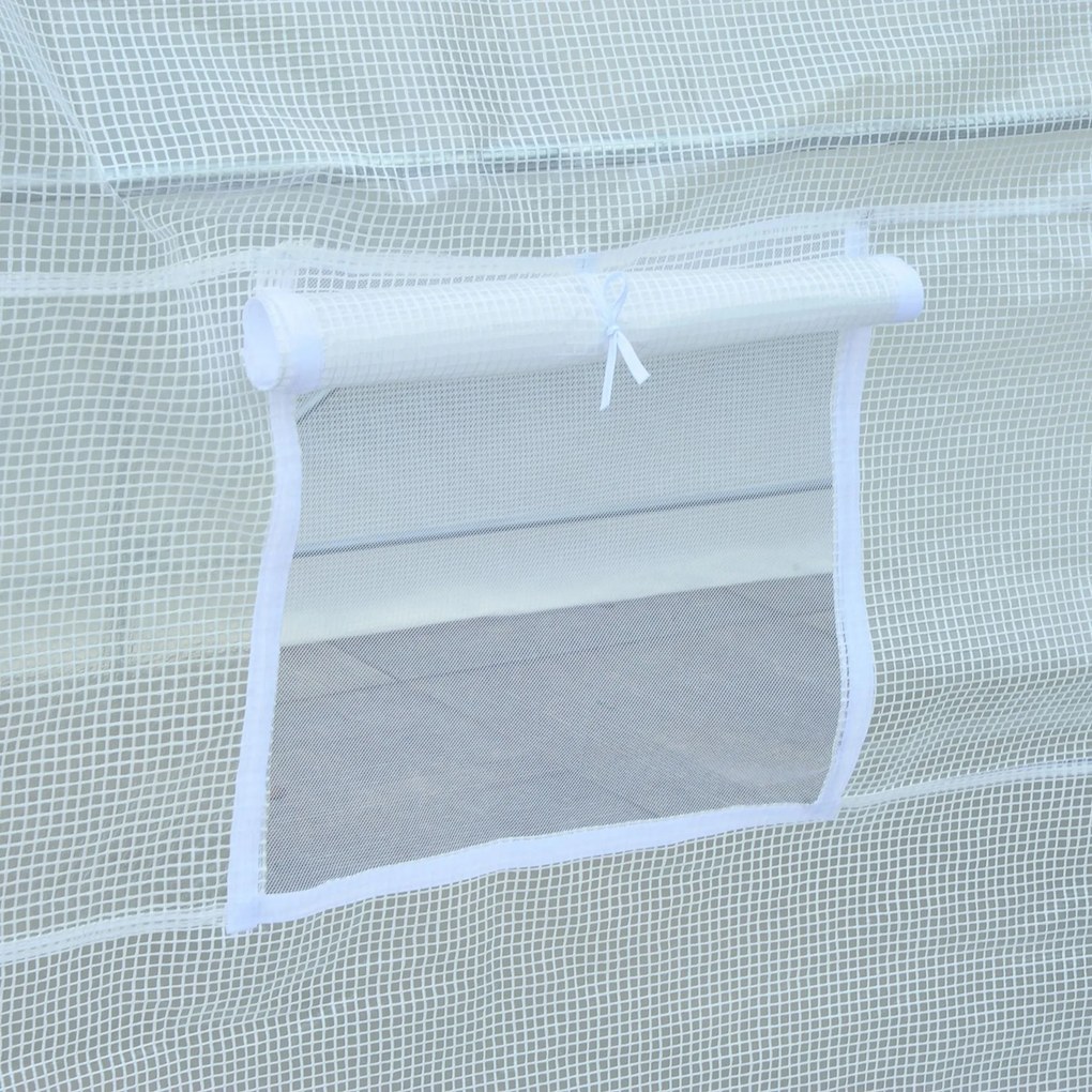 Zeleninový skleník Outsunny 245x200x200cm – fóliový skleník s dveřmi a oknem, poly tunel z pozinkované oceli, zahradní tunel, skleník včetně zakotvov…