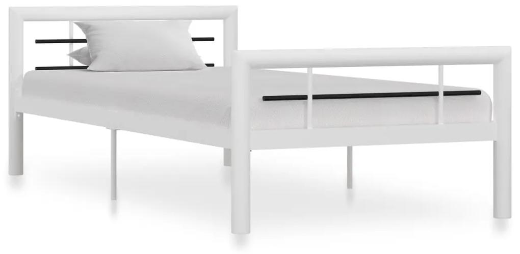 vidaXL Rám postele bíločerný kov 100 x 200 cm