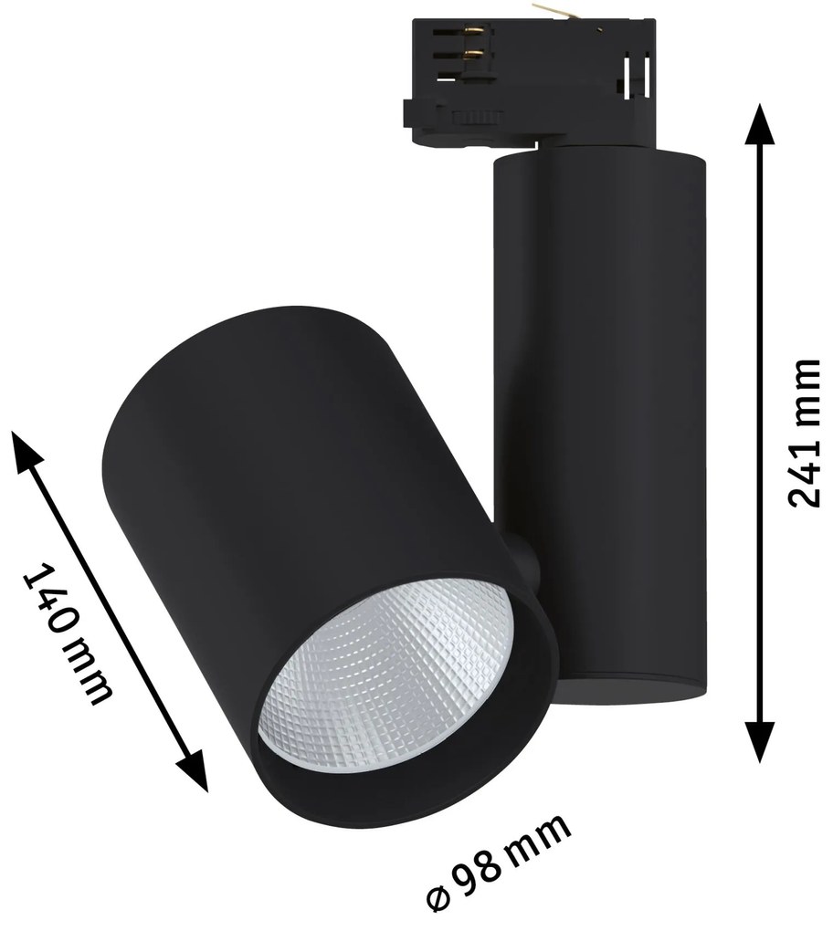 Paulmann 91345 Zeuz, černý reflektor, 33W LED 4000K 15° stmívatelný, výška 24,1cm