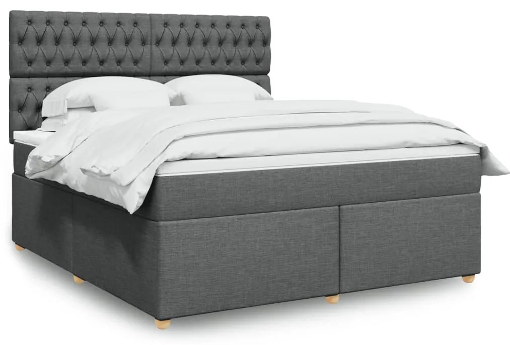 Box spring postel s matrací tmavě šedá 180x200 cm textil