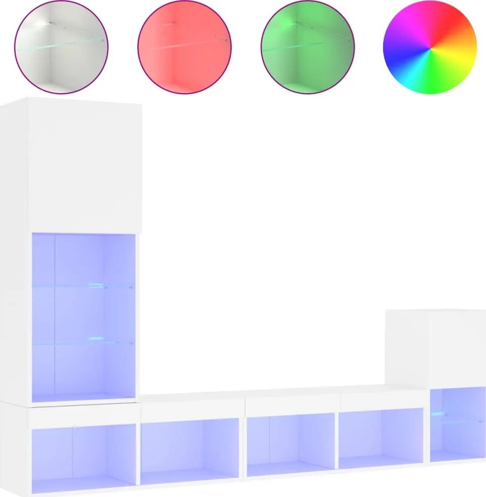 vidaXL 4dílná obývací stěna s LED kompozitní dřevo [3216661] Barva: dub sonoma