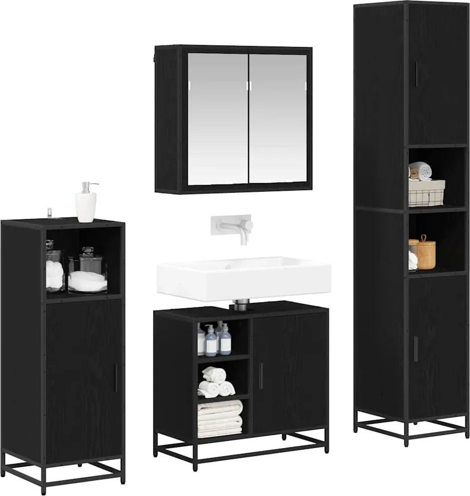Sada koupelnového nábytku 4 ks Černý dub 65 x 33 x 60 cm 3402476