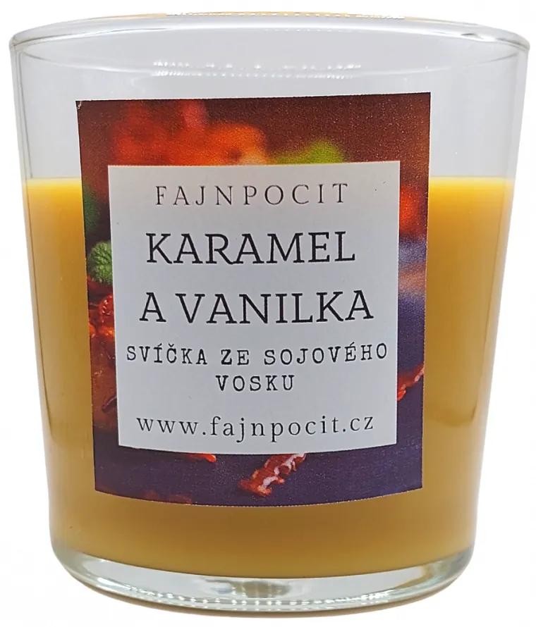 Fajnpocit sojová svíčka ve skle Karamel a Vanilka