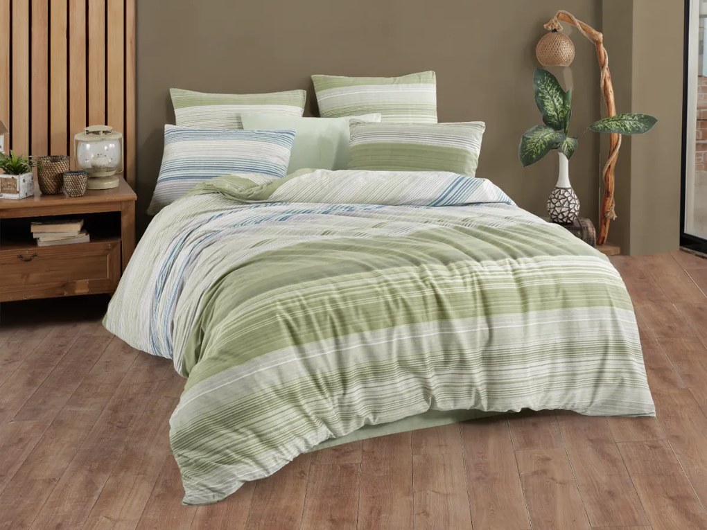 Povlečení bavlna 140x200, 70x90cm Linea green Zapínání: zipový uzávěr