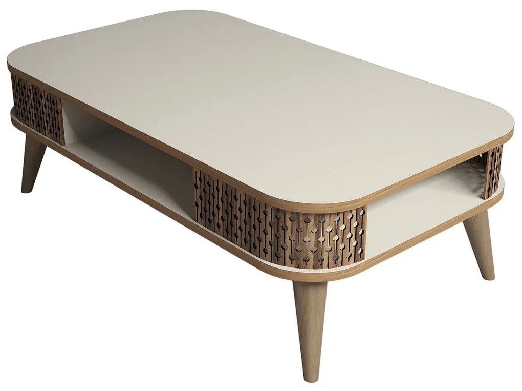 Designový konferenční stolek Baina 105 cm krémový