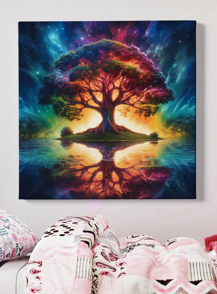 Obraz na plátně - Strom života na jezeře FeelHappy.cz Velikost obrazu: 120 x 120 cm