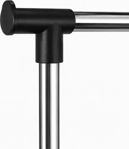 věšák, 1 tyč, výsuvný, kolečka, police na boty, kov/plast, 90-158x80 cm, chrom/černá, Dekorino TK20260012