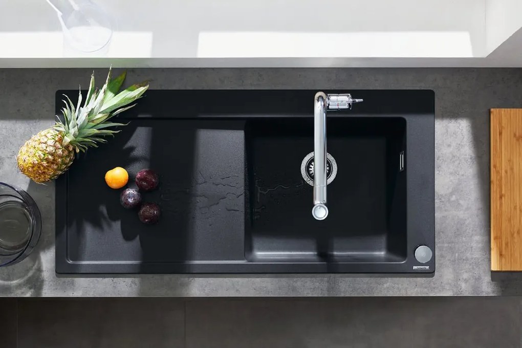 Hansgrohe S51, vestavný dřez 450 s odkapávací plochou, černý grafit, HAN-43314170