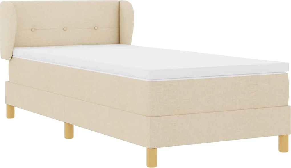 Postel s boxspringem s čelo Krémová 100 x 200 cm textil 3340204