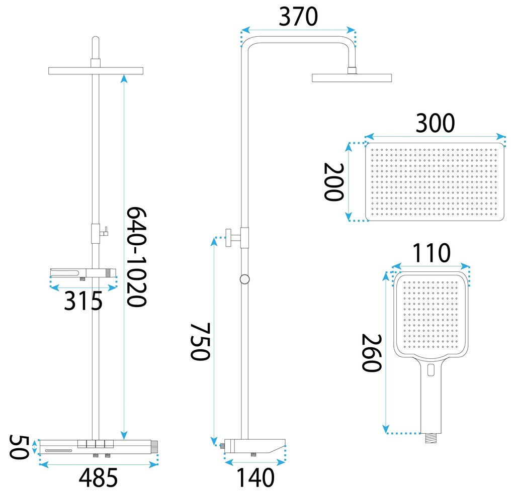 Sprchový komplet s termostatickou baterií REA PEDRO Titan