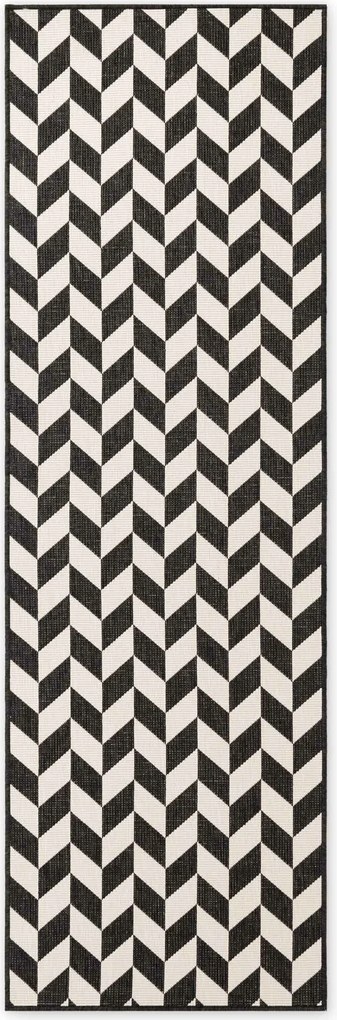 Ted Baker, Kusový koberec Ted Baker Haringey 106378 Black White, 80x200, černobílá, chodba / předsíň