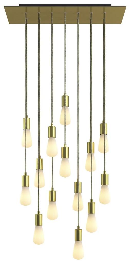 creative cables Závěsná lampa se 14 světly, s obdélníkovým XXL baldachýnem Rose-one, textilním kabelem a kovovými komponenty Barva: Hladký měděný dibond