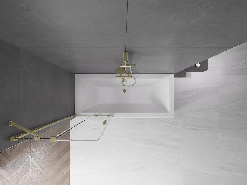 Mexen Velar, 2-křídlová posuvná vanová zástěna 70 x 150 cm, 8mm čiré sklo, zlatý matný profil, 896-070-000-01-55
