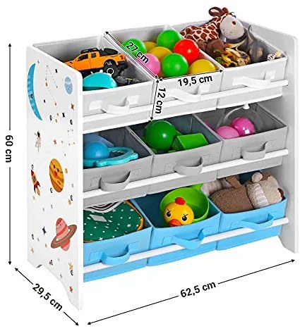 Dětský regál na hračky s 9 boxy, motiv vesmír GKR033WZ01