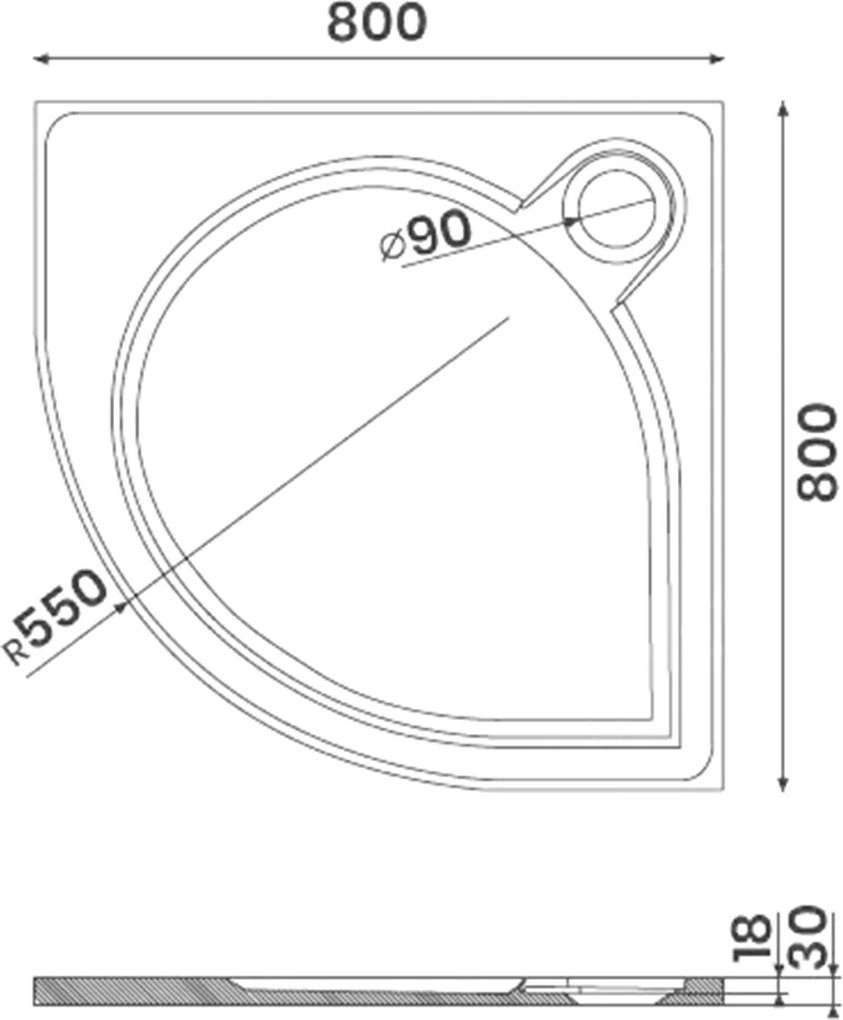 Gelco Arca PA558 sprchová vanička 80 x 80 x 3 cm z litého mramoru