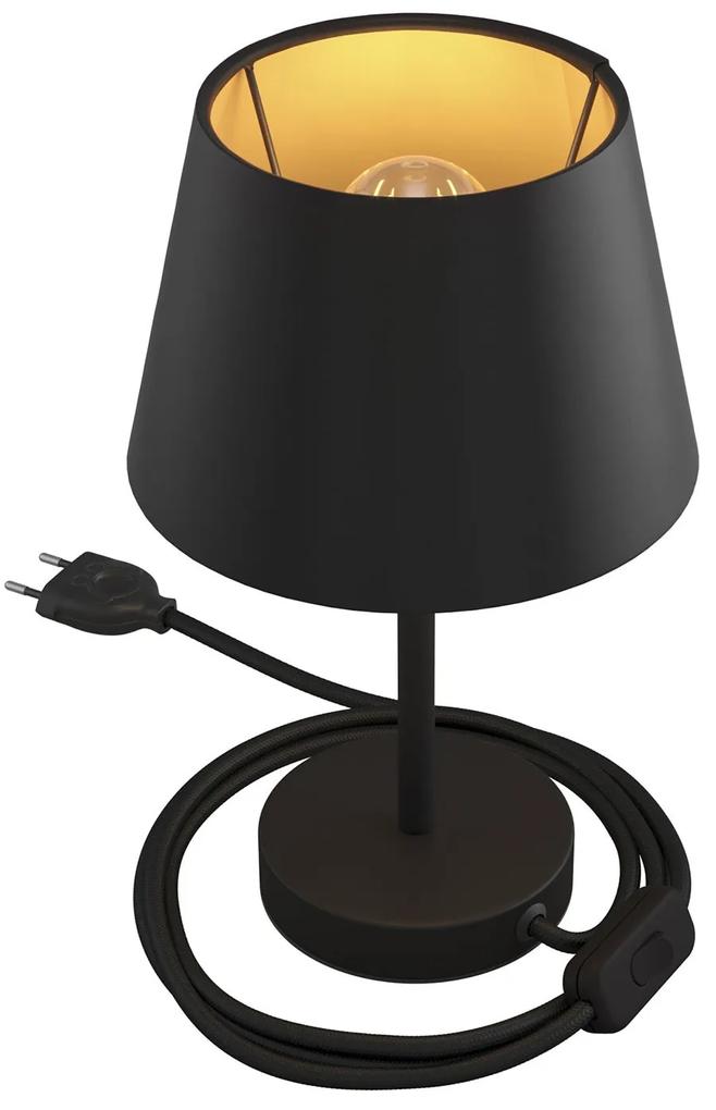 creative cables Alzaluce se stínidlem Impero, kovová stolní lampa se zástrčkou, kabelem a vypínačem Velikost: 25 cm, Barva: Matný chrom-šedá juta