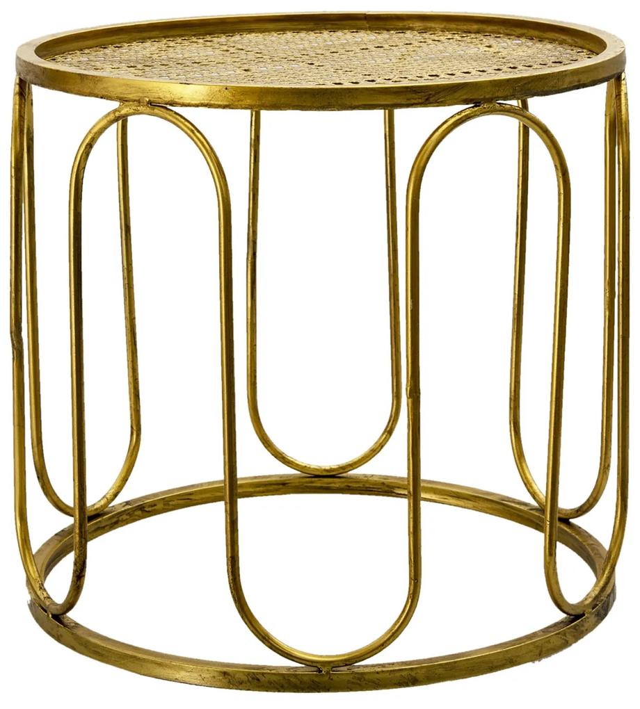 Zlatý kovový odkládací stolek Kaarlo - Ø 41*37 cm