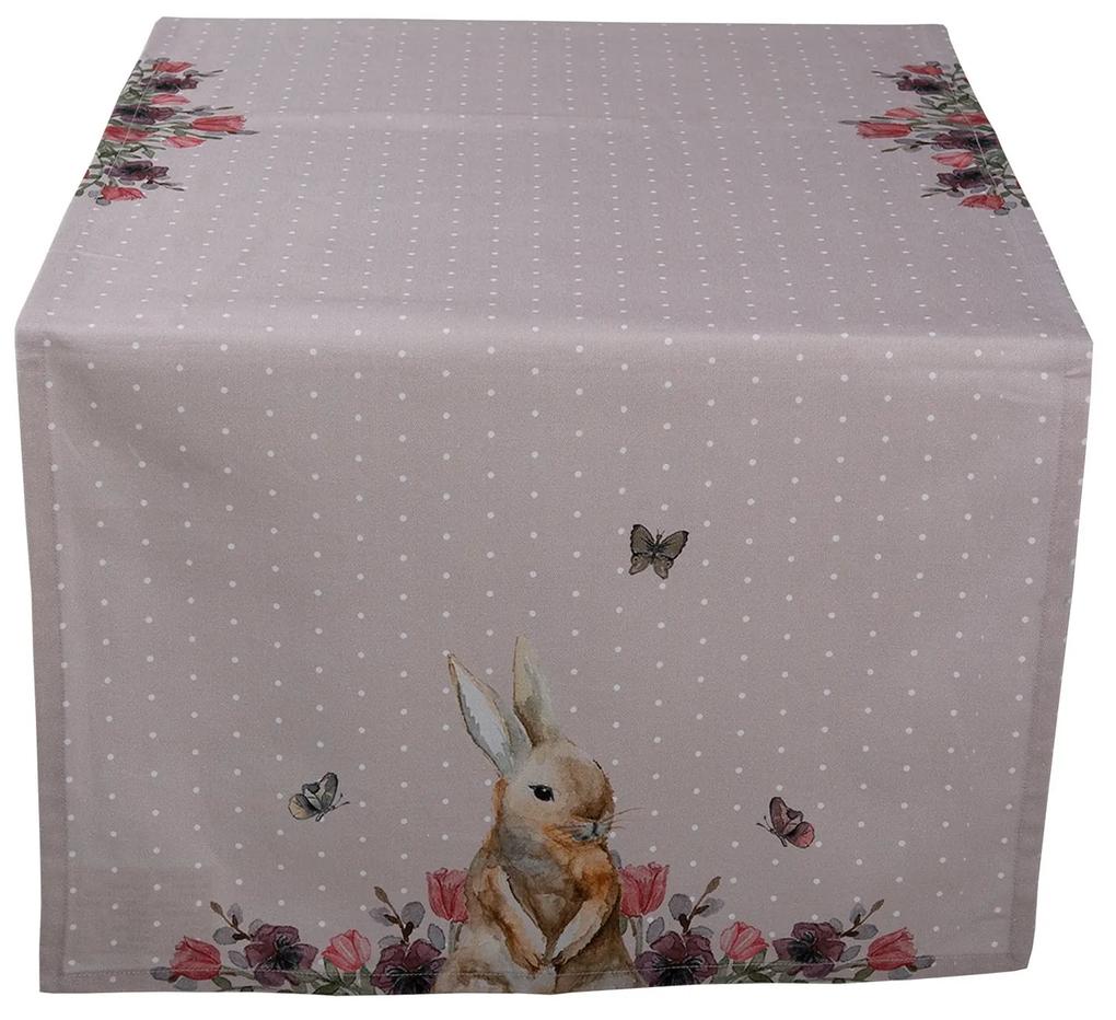 Bavlněný běhoun na stůl s králíčkem Happy Bunny - 50*140 cm