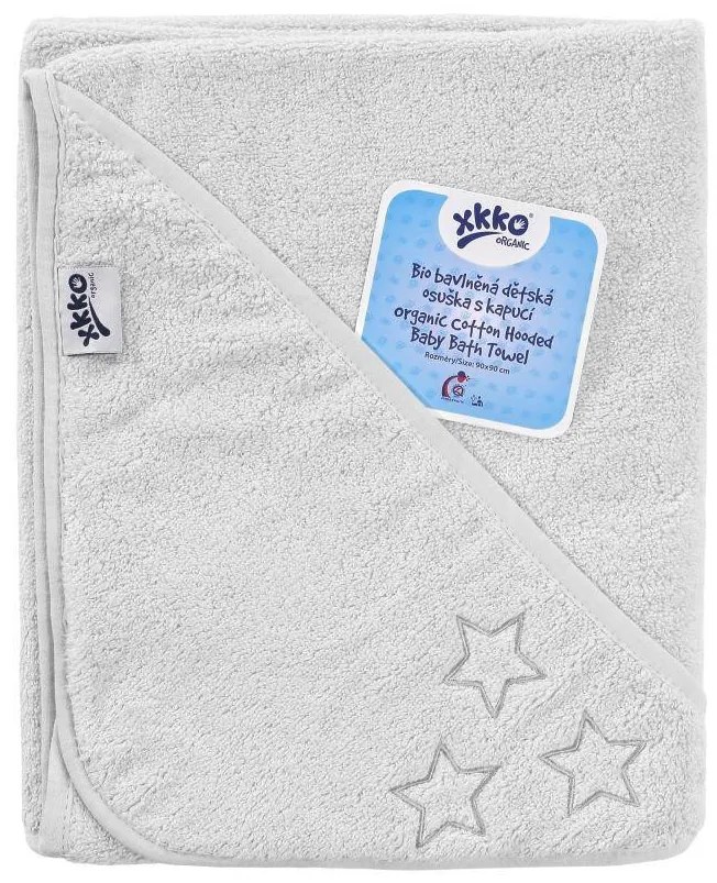 Kikko BIO bavlněná froté osuška s kapucí XKKO Organic 90x90 Silver Stars