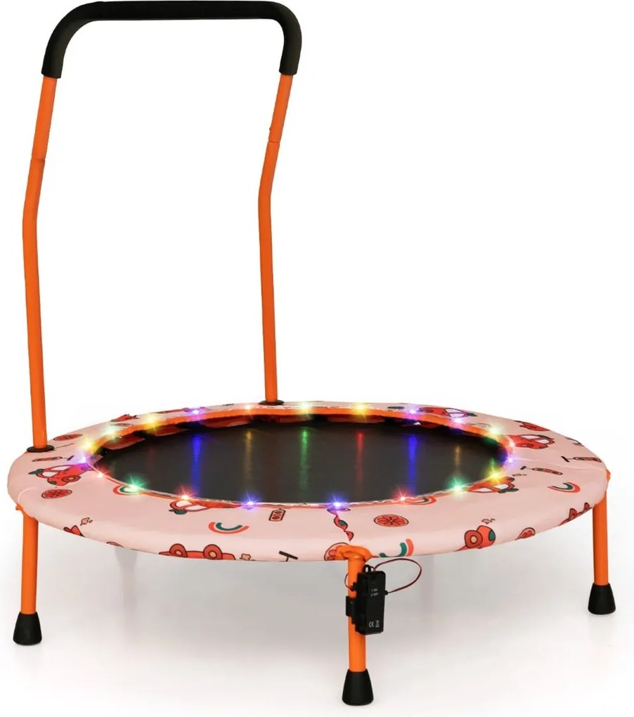 Costway Ø92 cm dětská trampolína mini trampolína s LED osvětlením – pomerančový