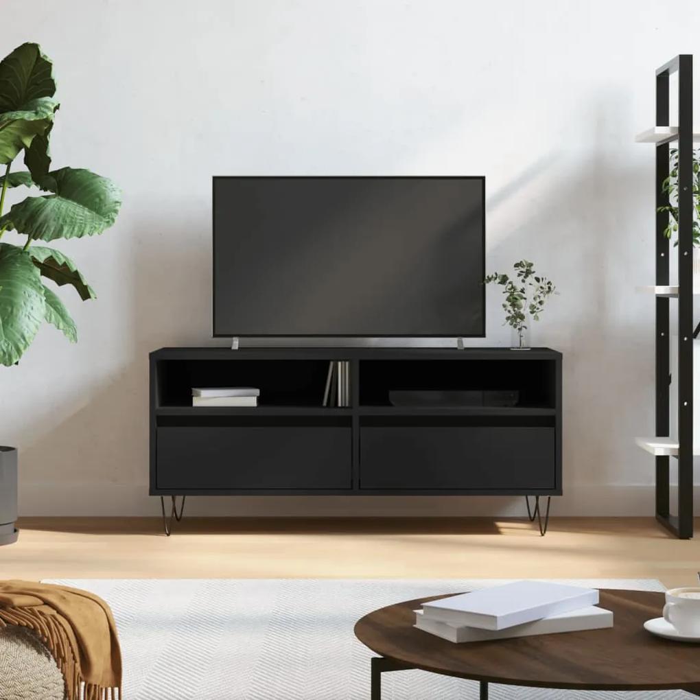 TV skříňka černá 100 x 34,5 x 44,5 cm kompozitní dřevo - Default Title
