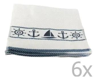 Sada 6 bílo-modrých ručníků Marina, 30 x 50 cm
