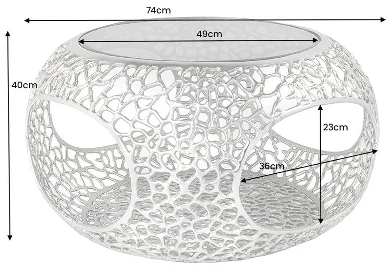 Massive home | Konferenční stolek LEAF 40 CM stříbrný/černé sklo