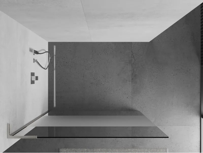 Mexen Kioto L, sprchová zástěna Walk-In 120 x 200 cm, 8mm čiré sklo-námraza, broušená ocel profil, 800-120-103-97-35