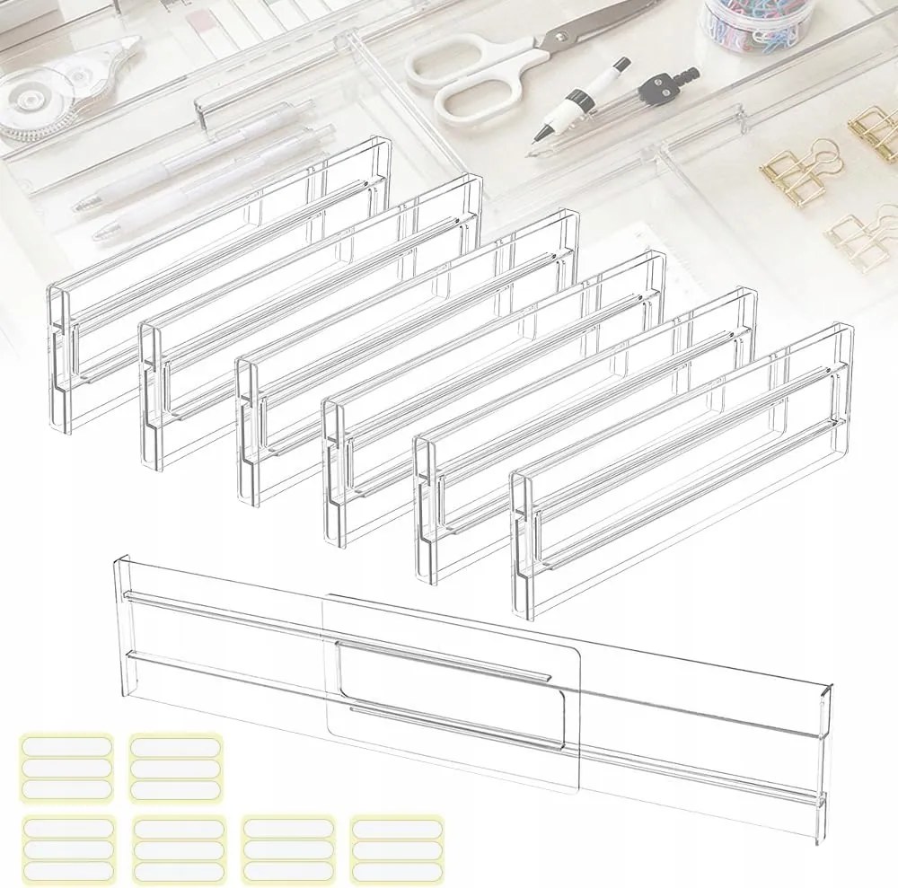 8X Organizér Do Šuplíku Zásuvek Oddělovač Přepážky Nastavitelný 28-52 cm