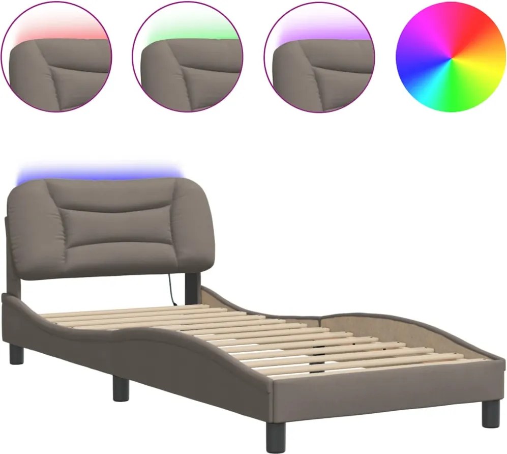 Rám postele s LED bez matrace Hvar Taupe 90x190 cm Látka 3213673