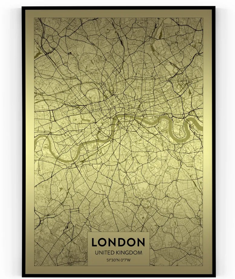 Plakát / Obraz Mapa London 50 x 70 cm Napnuté plátno na dřevěném rámu