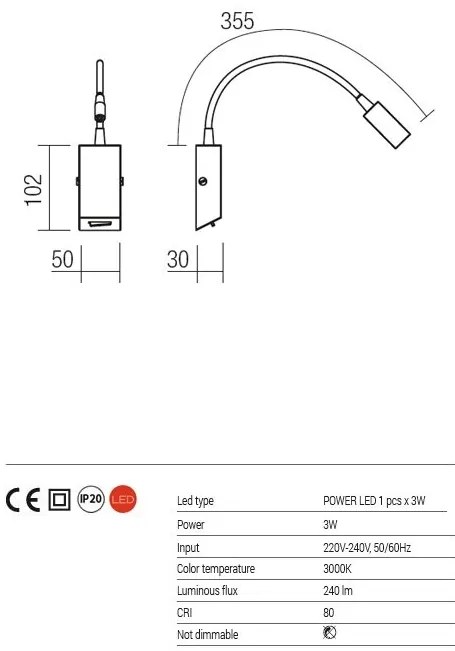 Nástěnné svítidlo Redo Hello 1194 černé