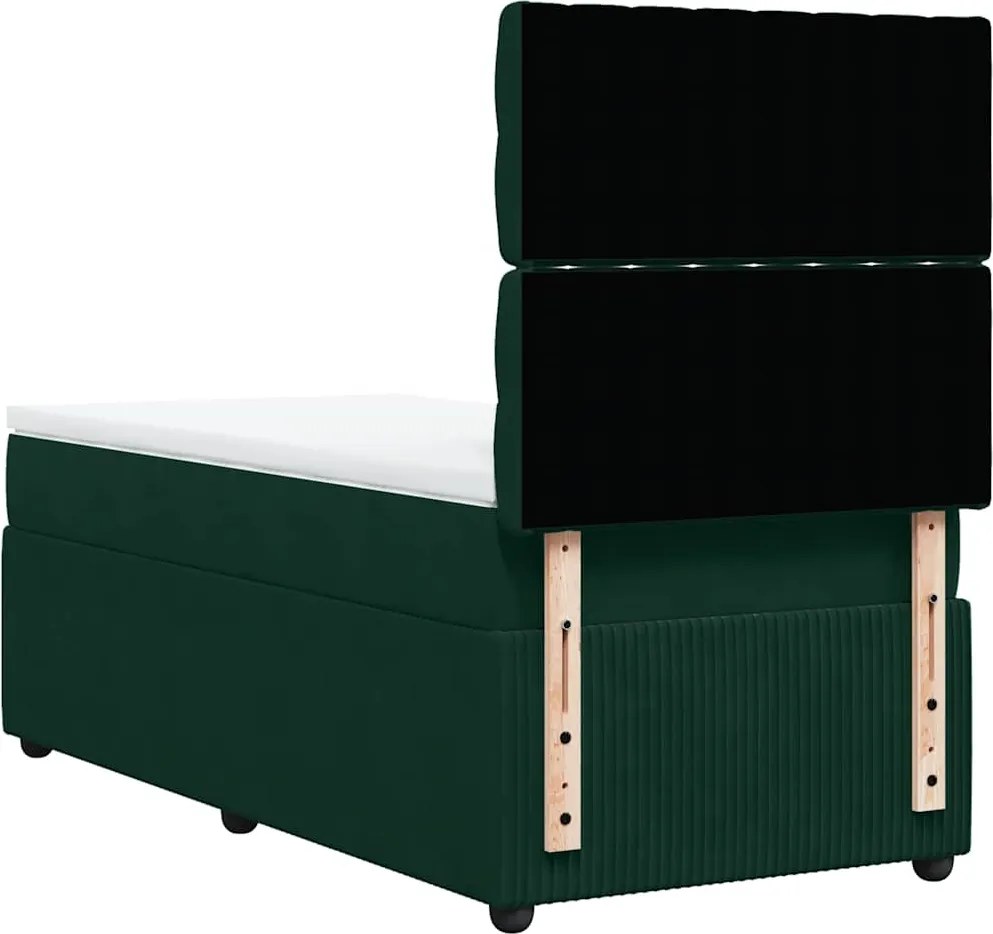 Box spring postel s matrací tmavě zelená 100x200 cm samet 3292271