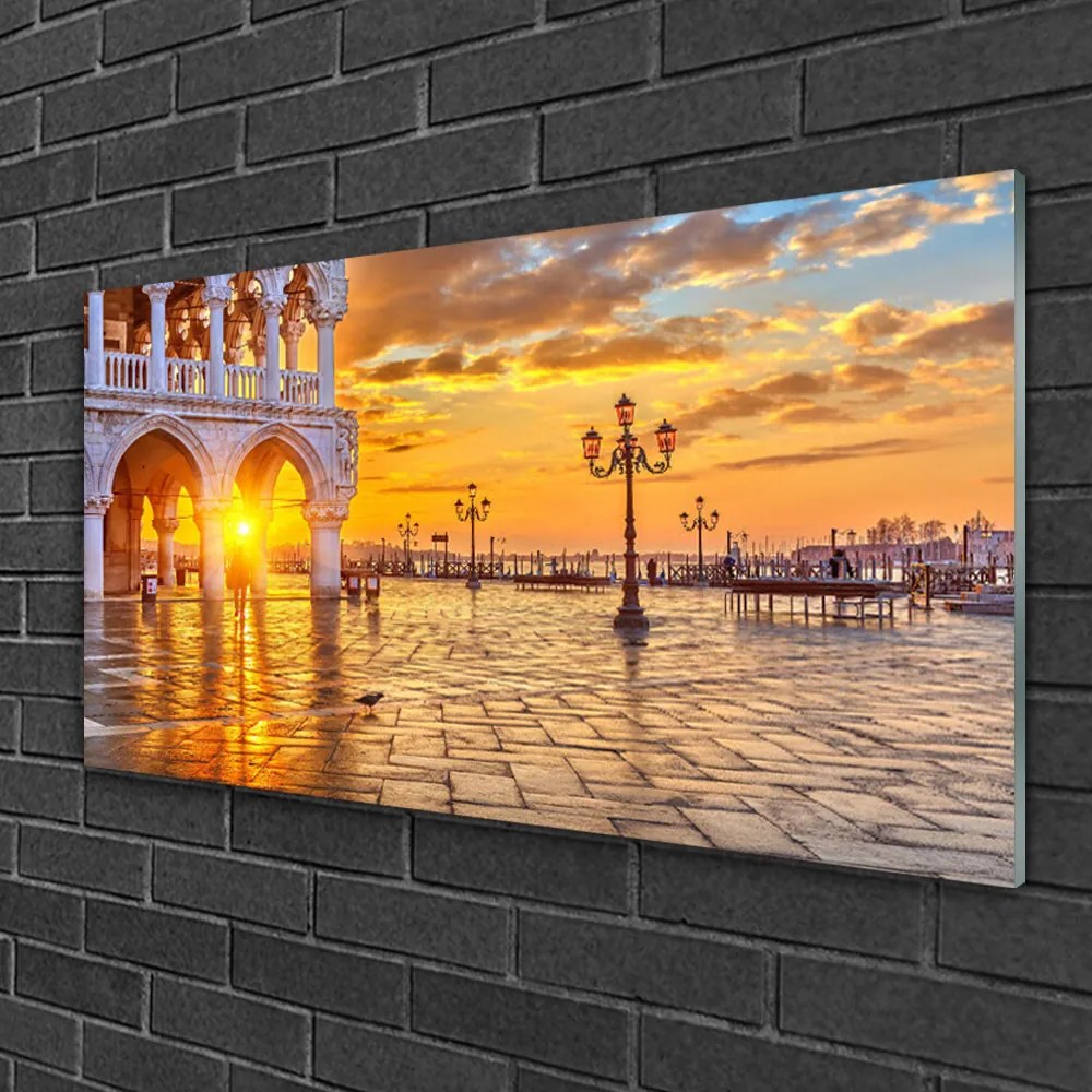 Obraz na skle Park Slunce Architektura 100x50 cm