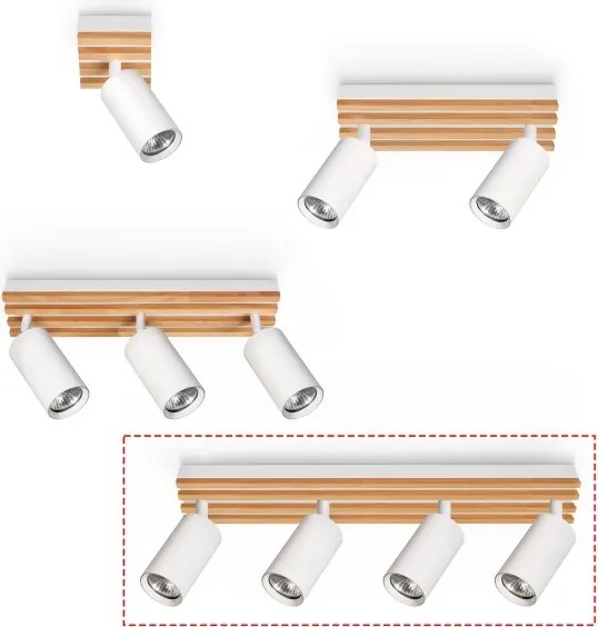 Brilagi - Bodové svítidlo SELE WOOD ACOUSTIC 4xGU10/30W/230V bílá/dřevo