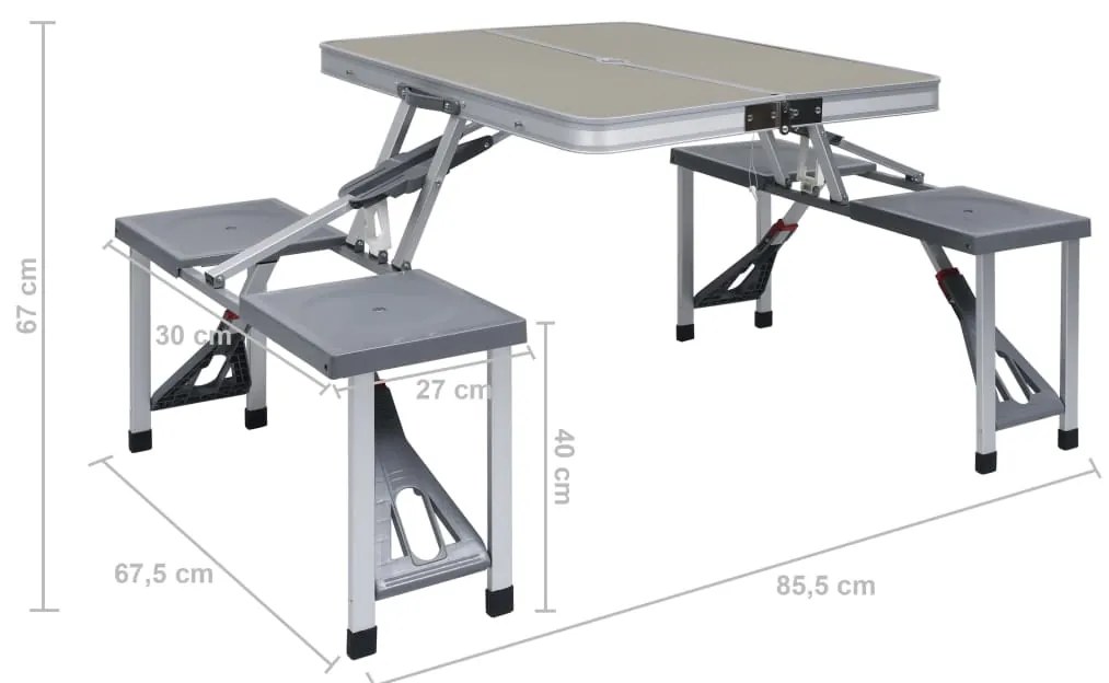 vidaXL Marketos Skládací kempingový stůl se 4 místy k sezení ocel hliník