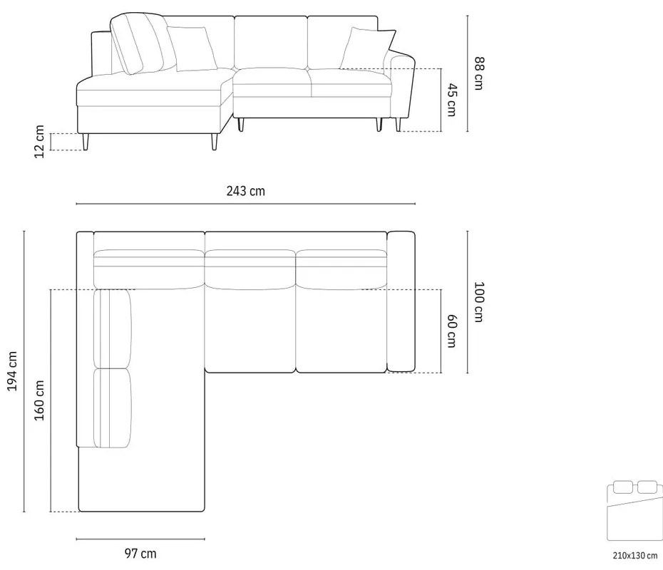 Tmavě šedá sametová rozkládací/s úložným prostorem rohová pohovka (levý roh/do L) Kyoto – Cosmopolitan Design