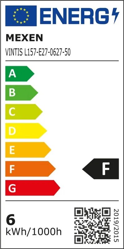 Mexen Vintis, LED žárovka E27, G95, 6W, Teplá - 2700K, 600 lm, jantarová - L157-E27-0627-50