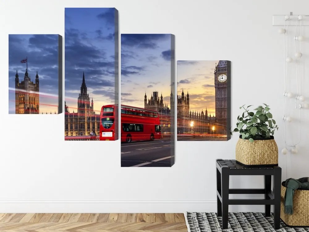 Vícedílný obraz Panorama Westminster A Big Ben, Londýn Nedostatek Nedostatek Přírodní plátno 240x150