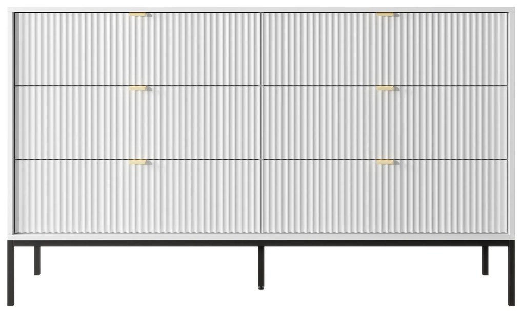 Komoda Nova 154 cm se zásuvkami bílá/černá