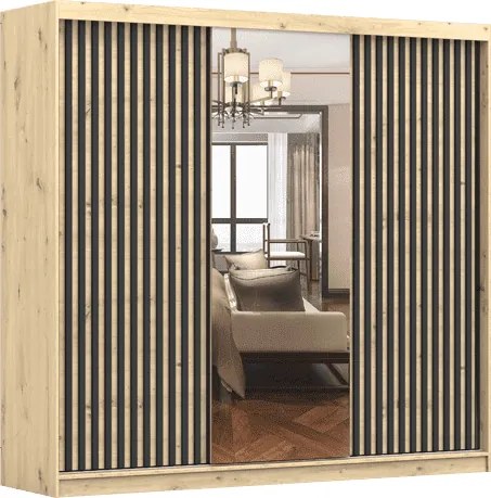 IDZ Šatní skříň WERONA 3D, 233 cm Dub Artisan/Černá