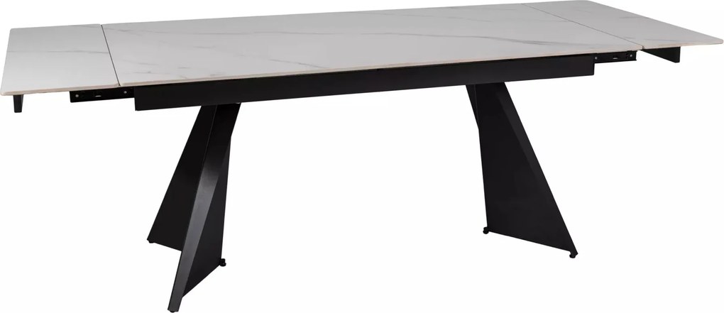 Jídelní rozkládací stůl Laconi 160/220 cm keramika bílý mramor/černý